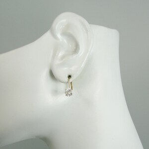 14K Solid Gold Fixed Round 6 Mm Lever Back Drop Earrings Cubic Zirconia ...