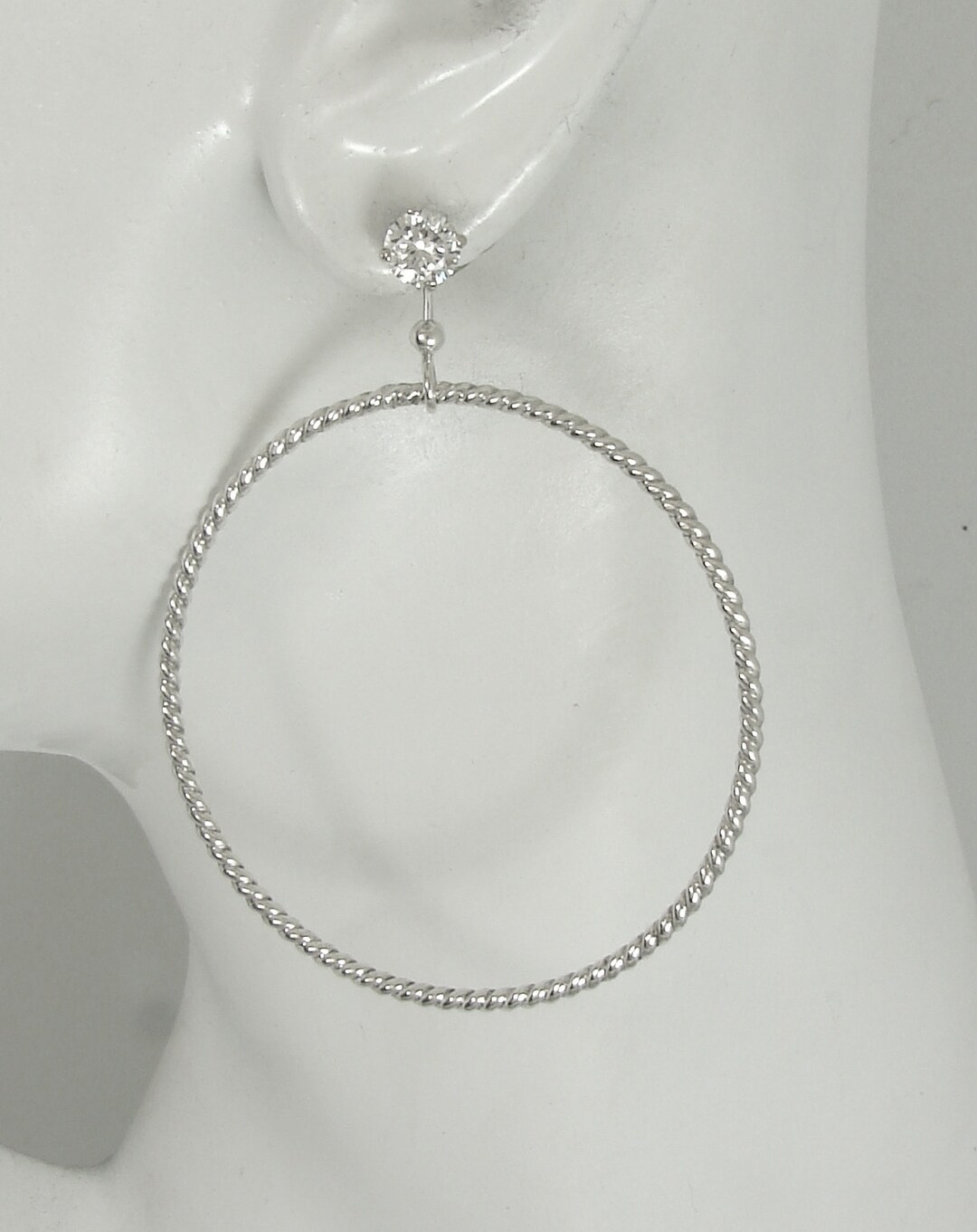EARRING JACKETS, Dangle Hoop, Silver Jackets for Diamonds, Ear Jacket ...
