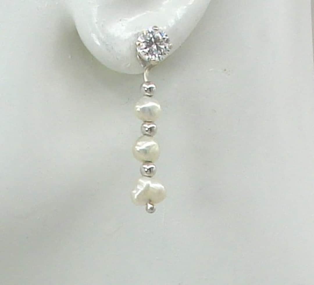 EARRING JACKETS for Studs, Sterling Silver Dangle Diamond Ear Jackets ...