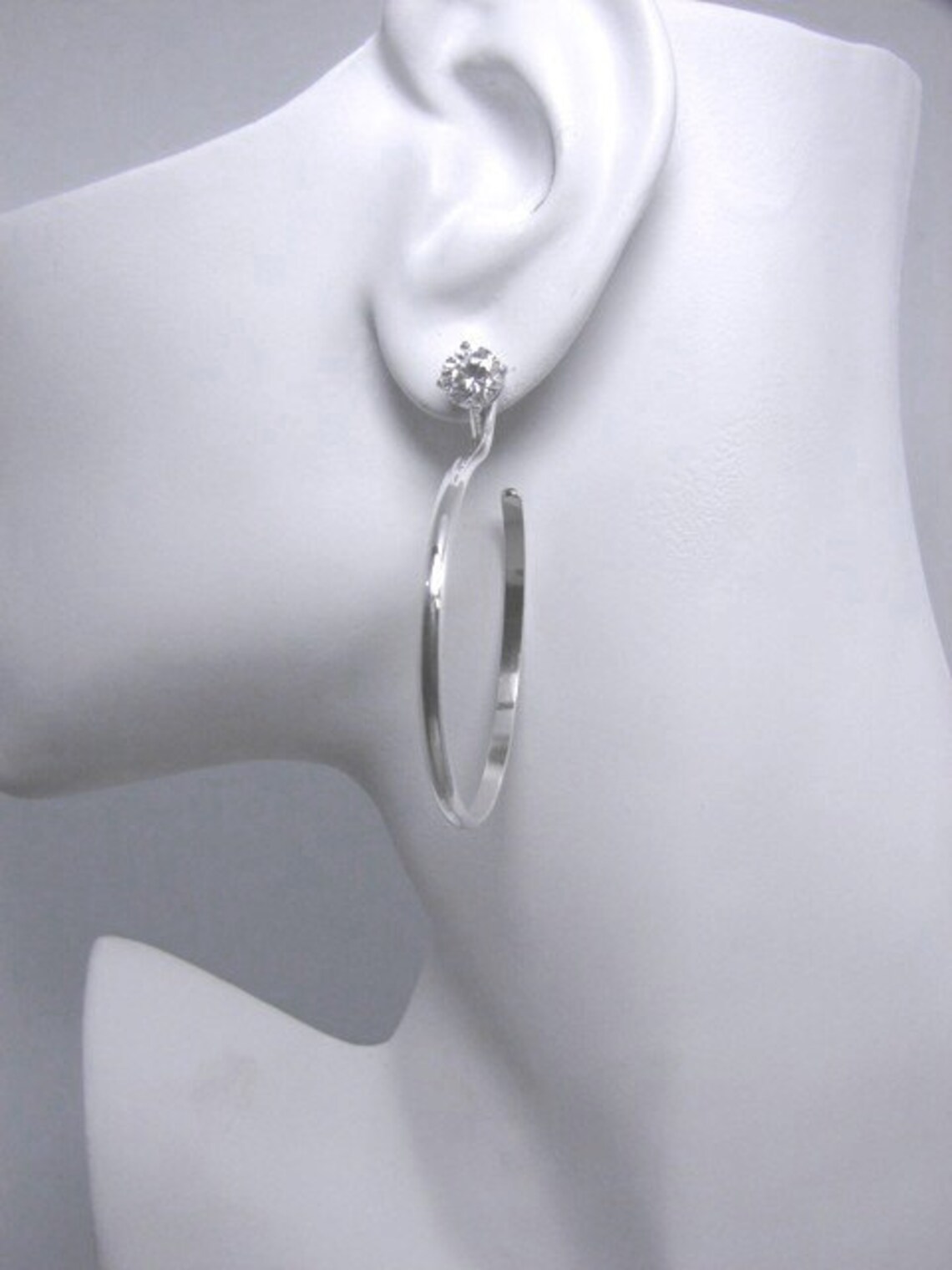 EARRING JACKETS Hoop Diamond Jackets Sterling Silver Dangle - Etsy