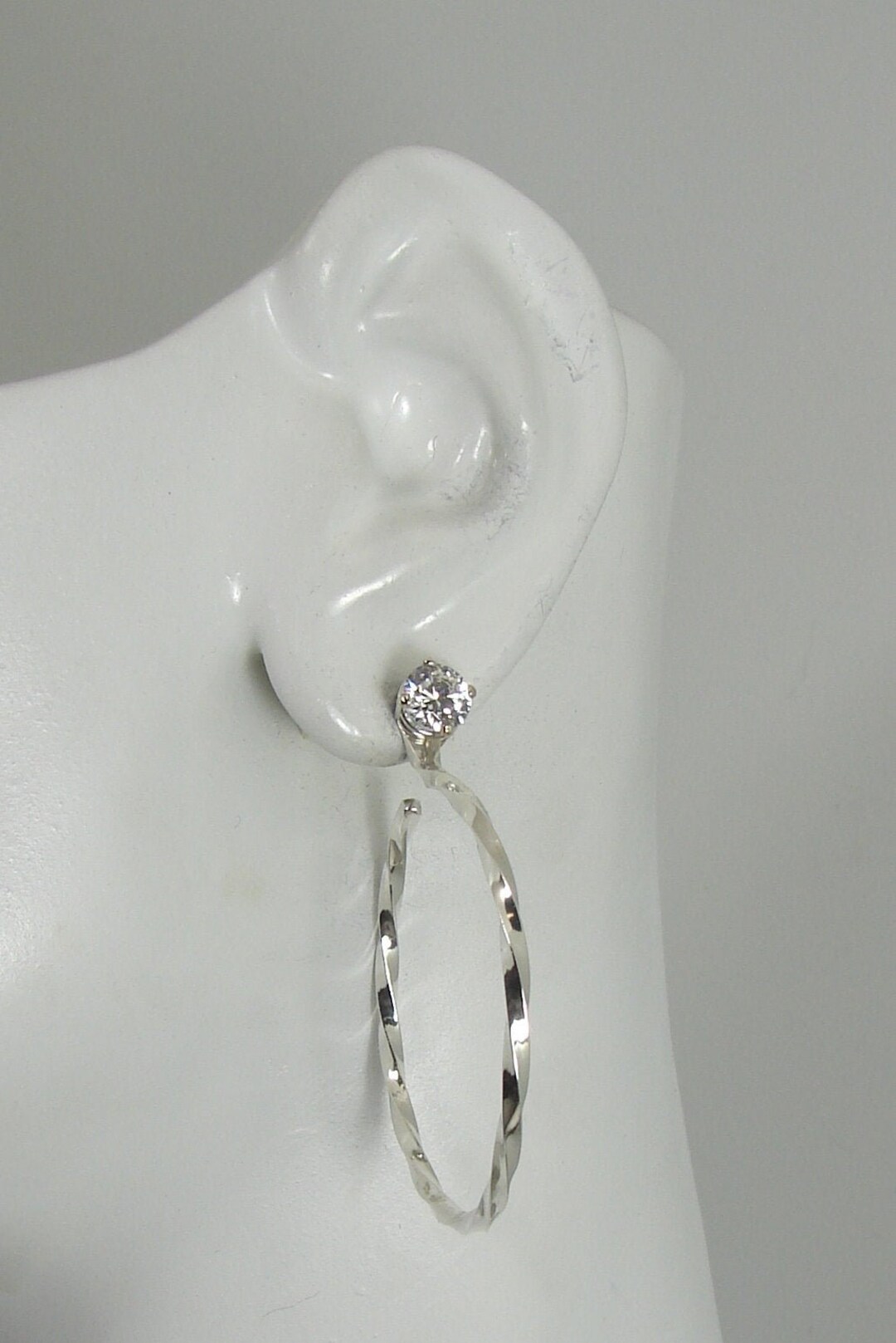 EARRING JACKETS Sterling Silver Hoop Dangle Stud Jackets, Diamond Drop ...