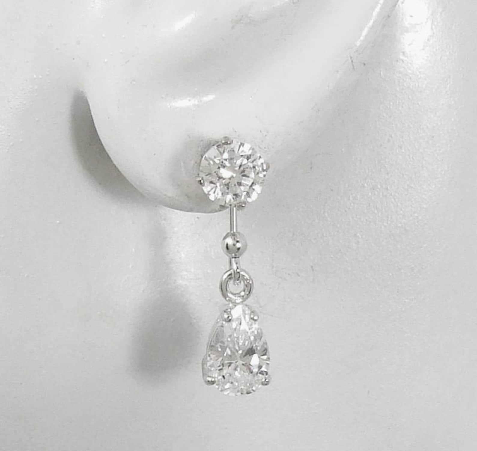 Earring JACKETS for Studs Sterling Silver Teardrop Jackets for Diamonds ...