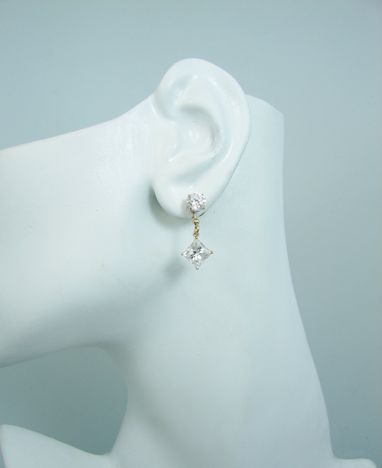 EARRING JACKETS for Studs 14k Solid Gold Dangling Jacket - Etsy