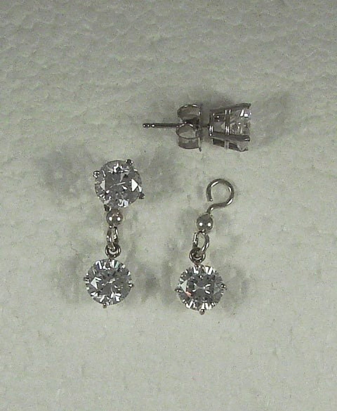 EARRING JACKETS for Studs, 14k White Gold Dangling Jacket, Post Earring ...