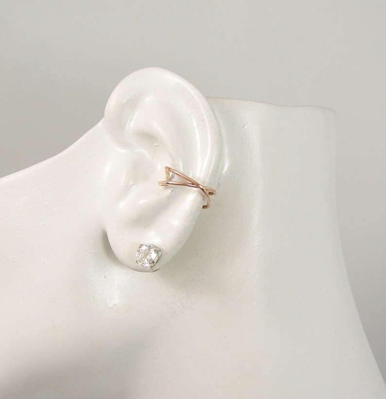 Pink Rose Gold Hoop Conch Earring Cross Wire Conch Piercing | Etsy