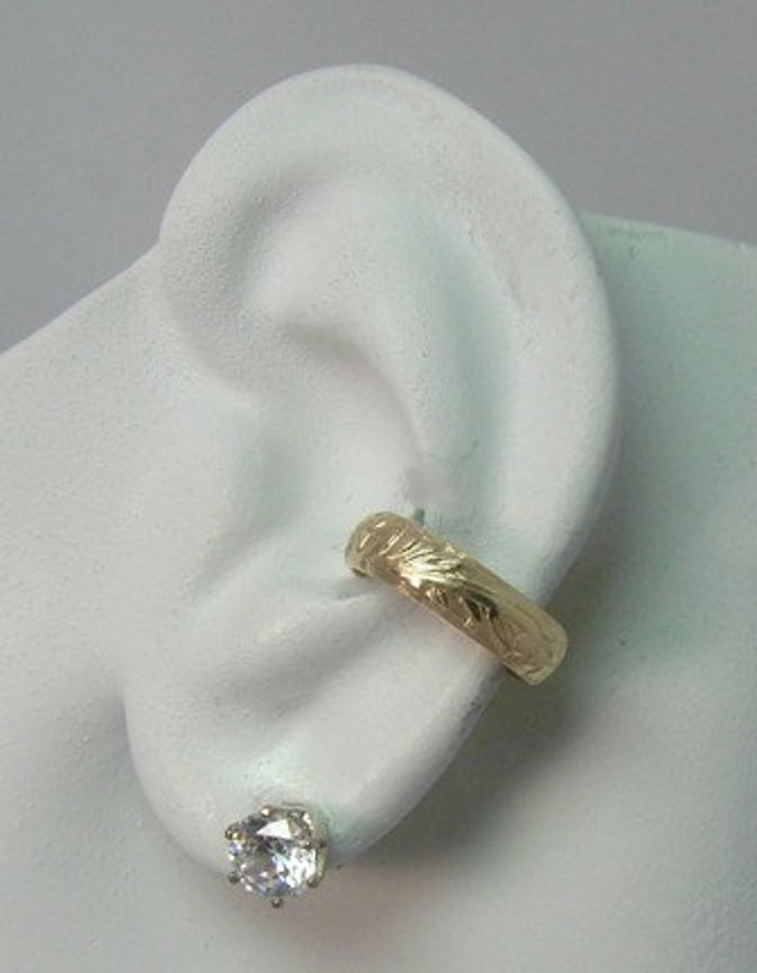 Gauge POST Pierced Conch Cartilage Earring, Gold Conch Hoop, Gauge ...