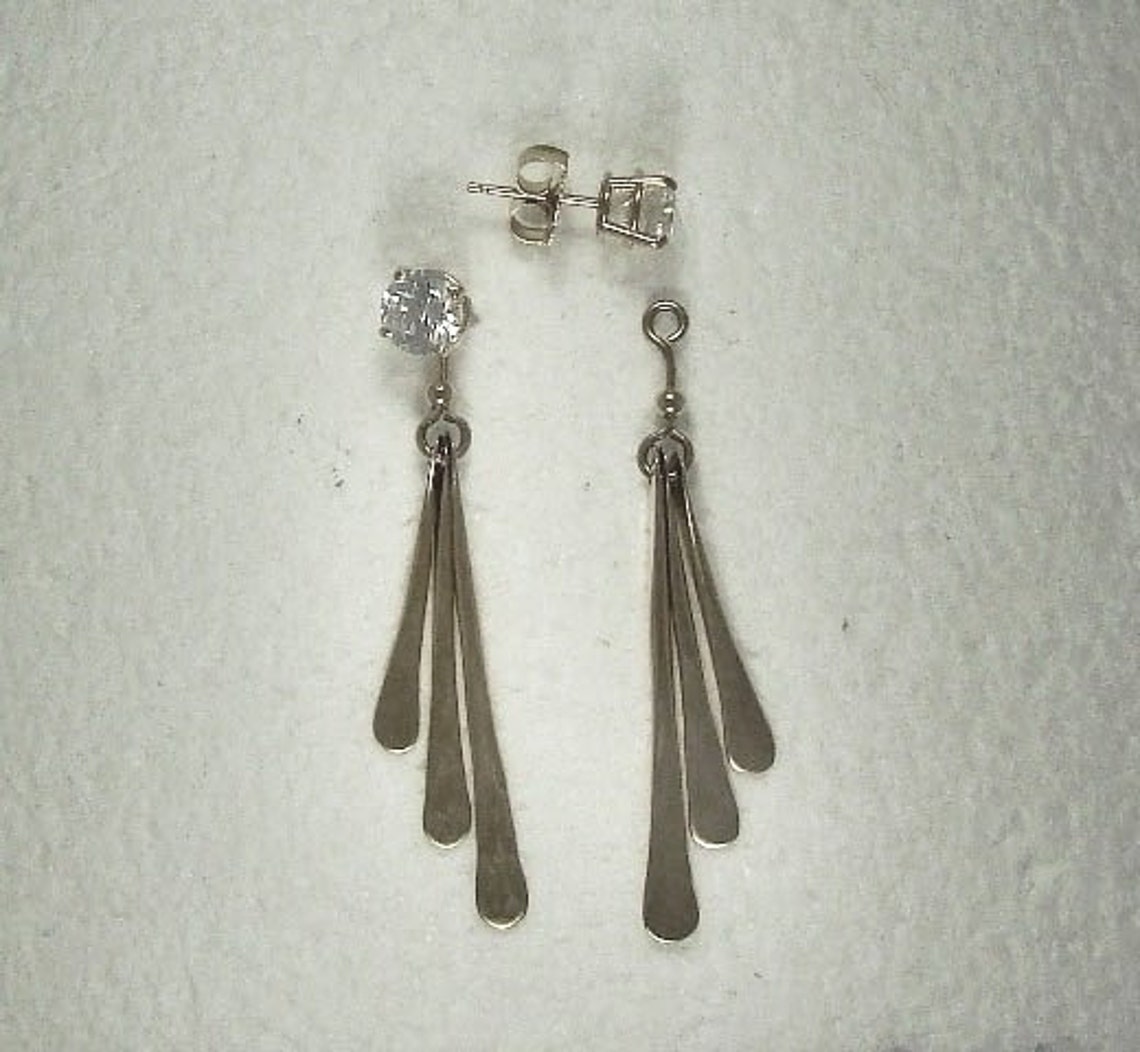 Earring Jackets Triple Dangle Sterling Silver Gemstone - Etsy