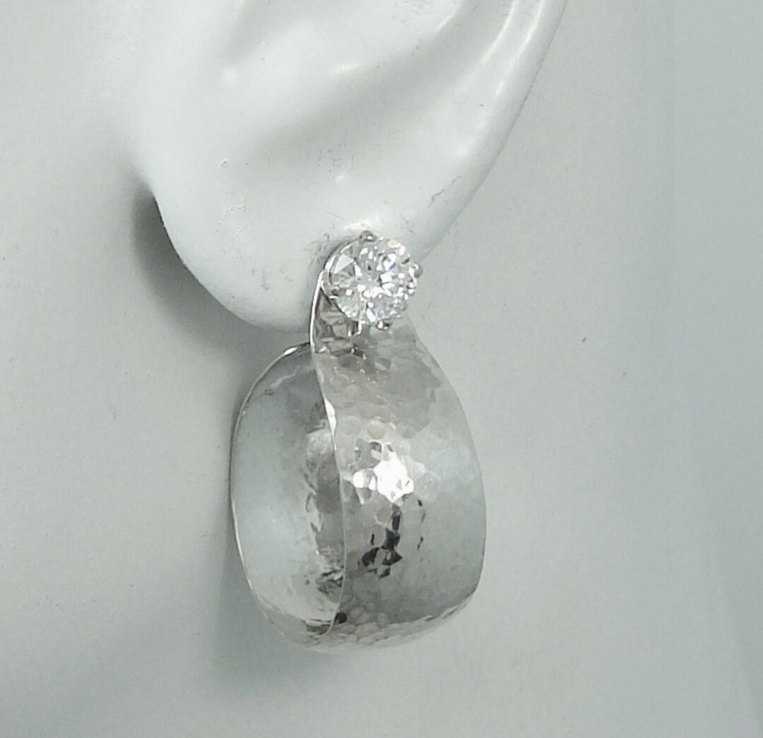 EARRING JACKETS, Silver Dangle Hoop Jackets, Post Earring Diamond ...