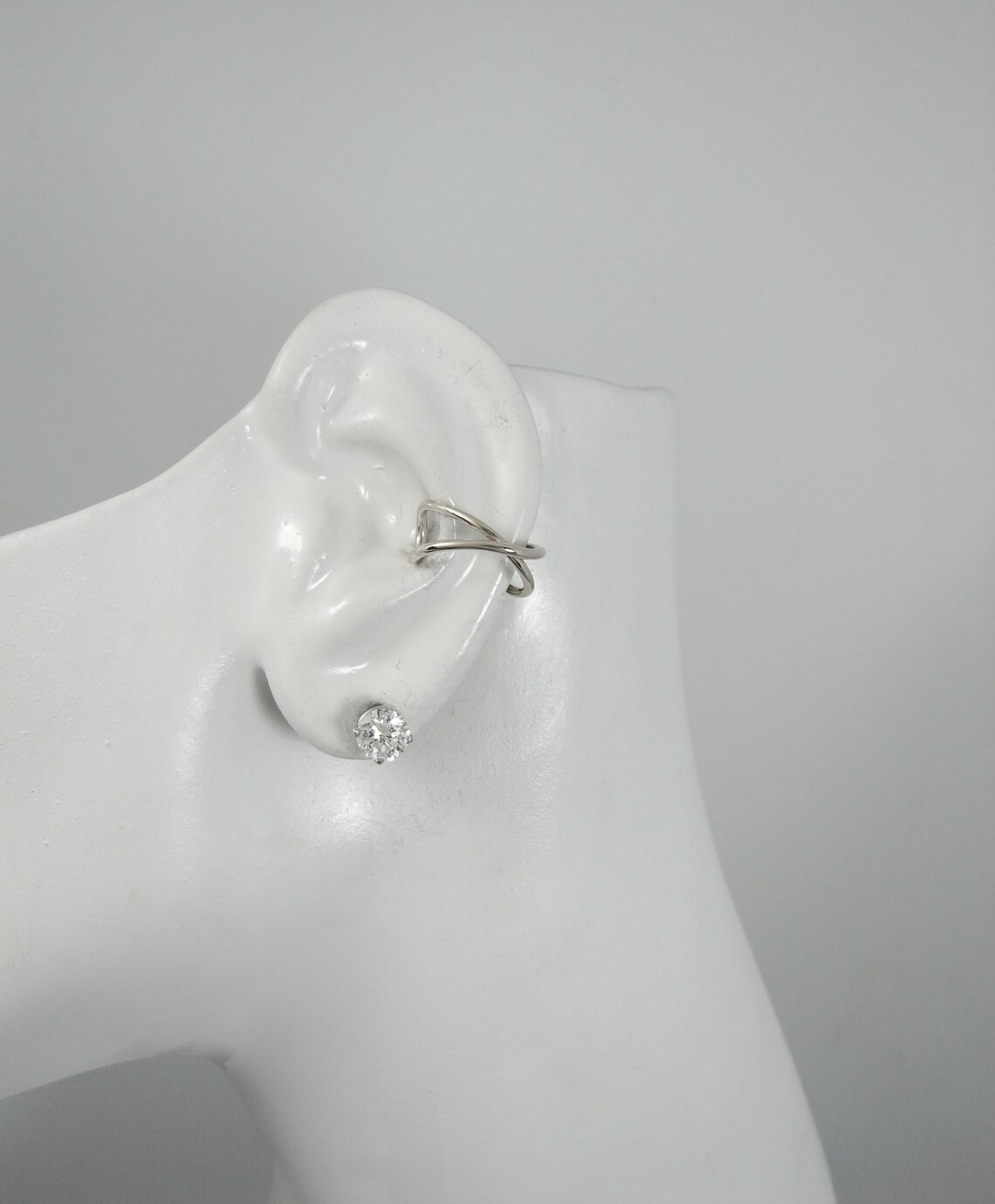 POST Conch Pierced Cartilage Earring Conch Hoop, Silver Gauge Piercing ...