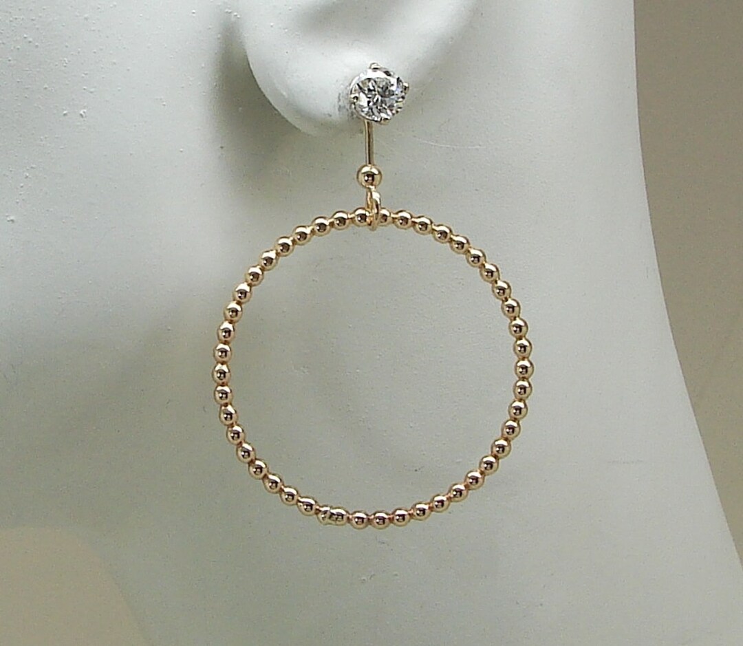 EARRING JACKETS, Dangle Hoop, Gold Jackets for Diamonds, Ear Jacket ...