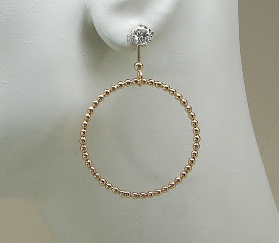 EARRING JACKETS Dangle Hoop Gold Jackets for Diamonds Ear - Etsy