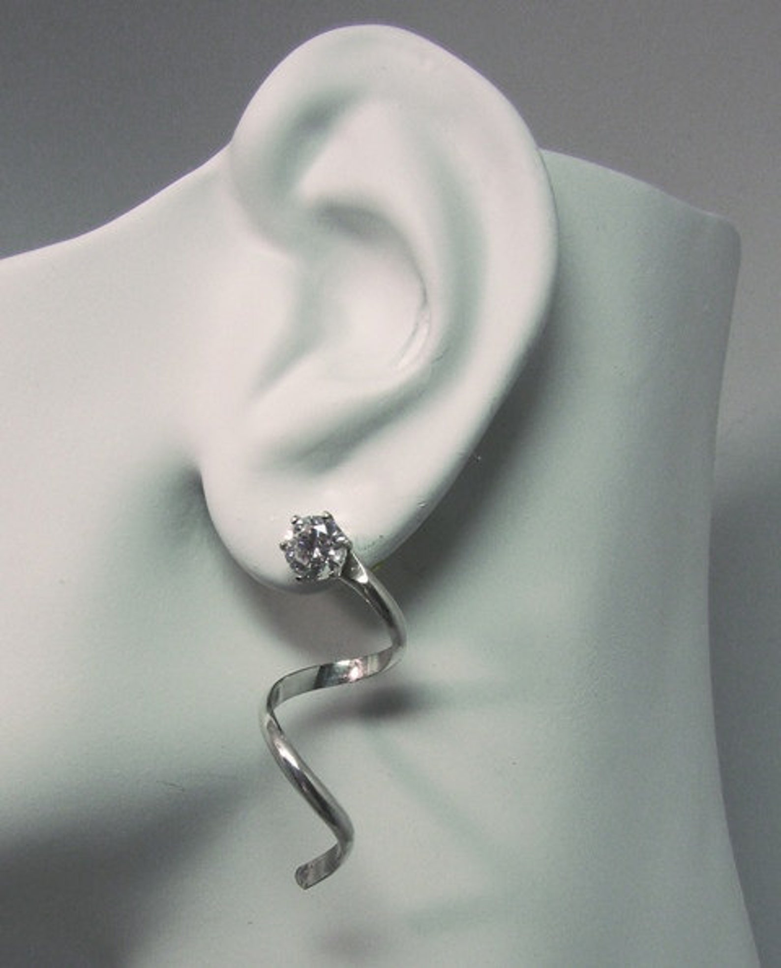 Earring Jackets Sterling Silver Dangle Ear Jacket Diamond - Etsy