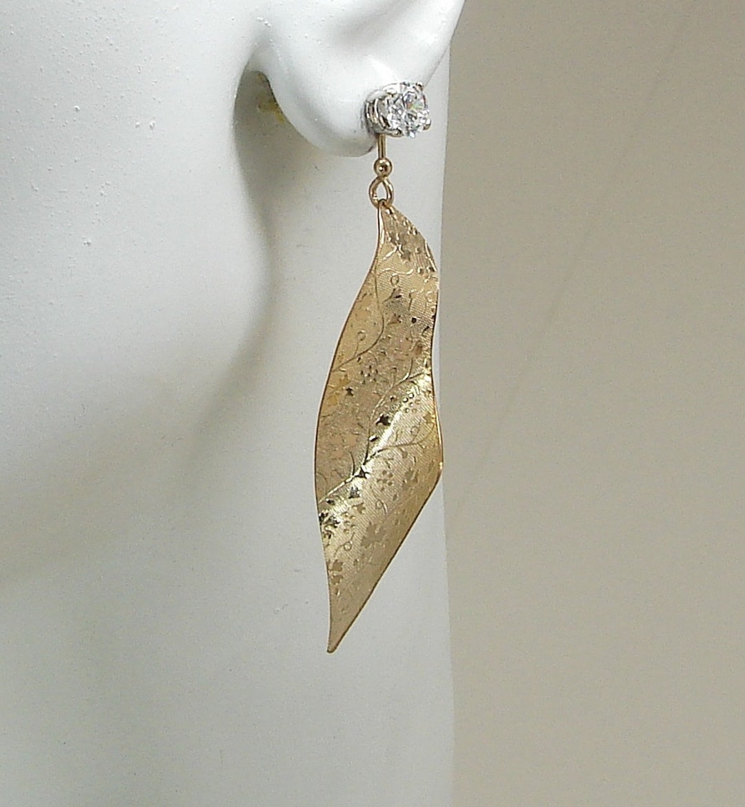 Earring Jackets, Gold Flower Design Dangling Ear Jacket,jackets for ...