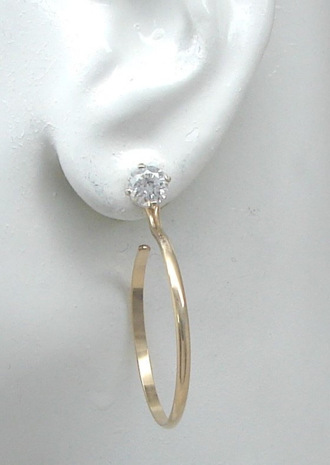 Earring Jackets for Studs, Medium Dangle Hoop Gold Earring Jacket ...