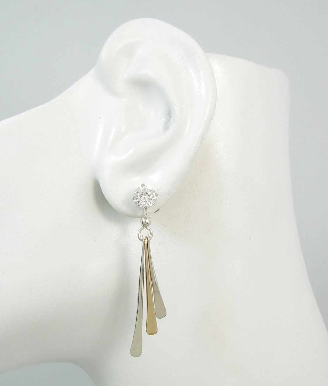 Earring Jackets, Two Tone Silver and Gold,stud Jacket,post Earring ...
