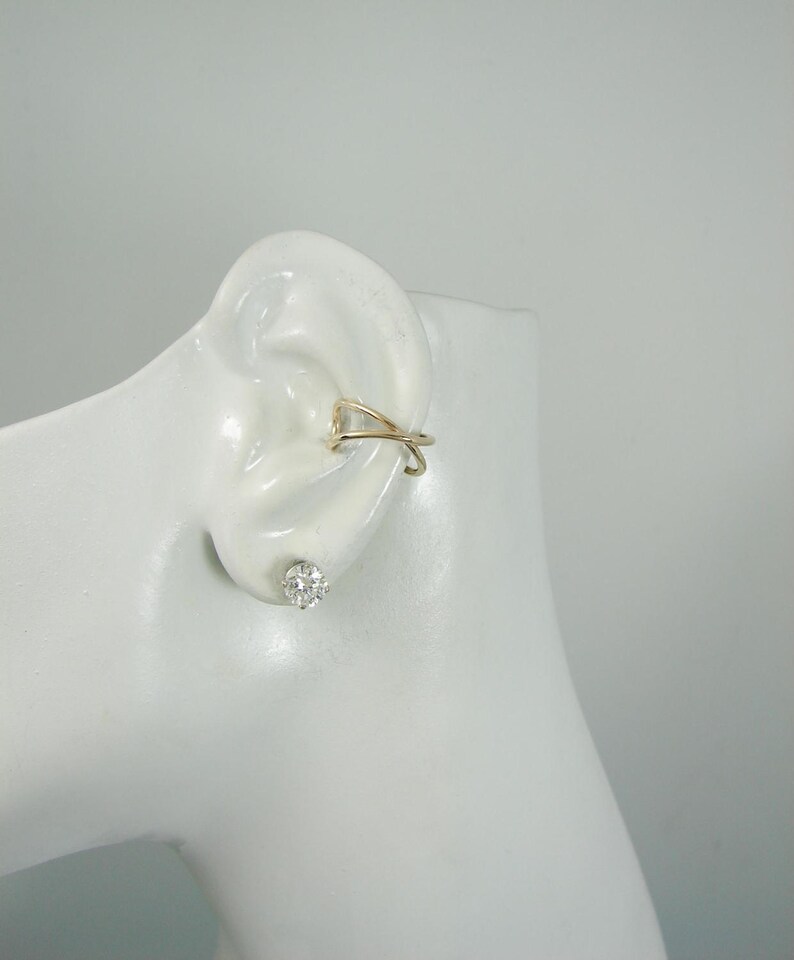 Ear Cuff Gold Cross Wire Non Pierced Cartilage Wrap Earring Etsy
