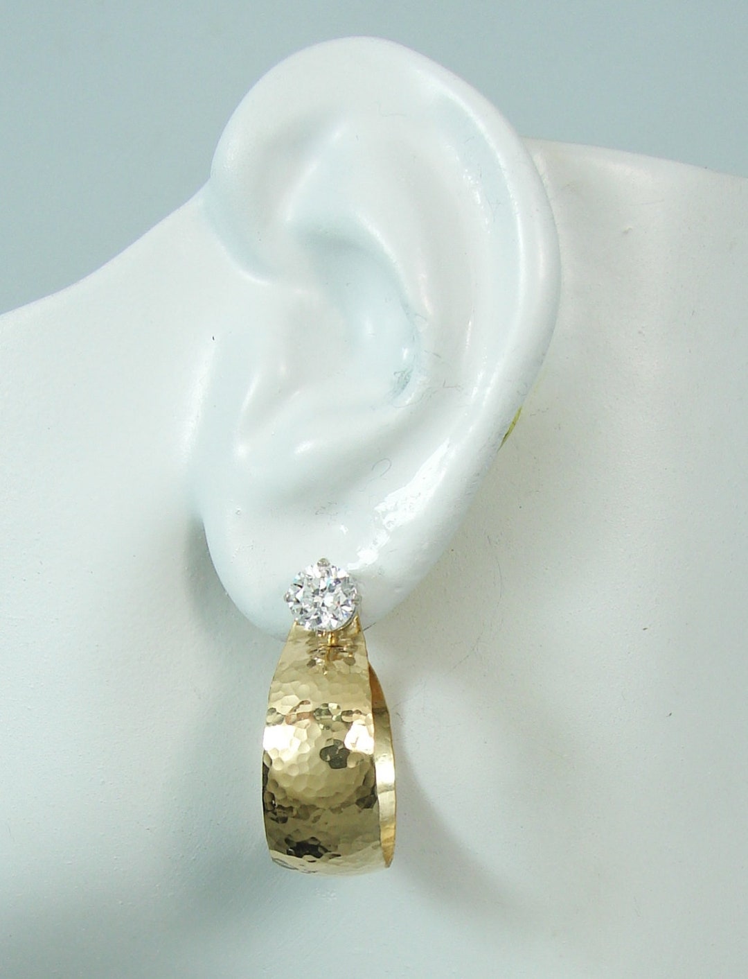 Hoop Earring Jackets for Studs, Hammered 14K Gold Filled, Gold Dangle ...