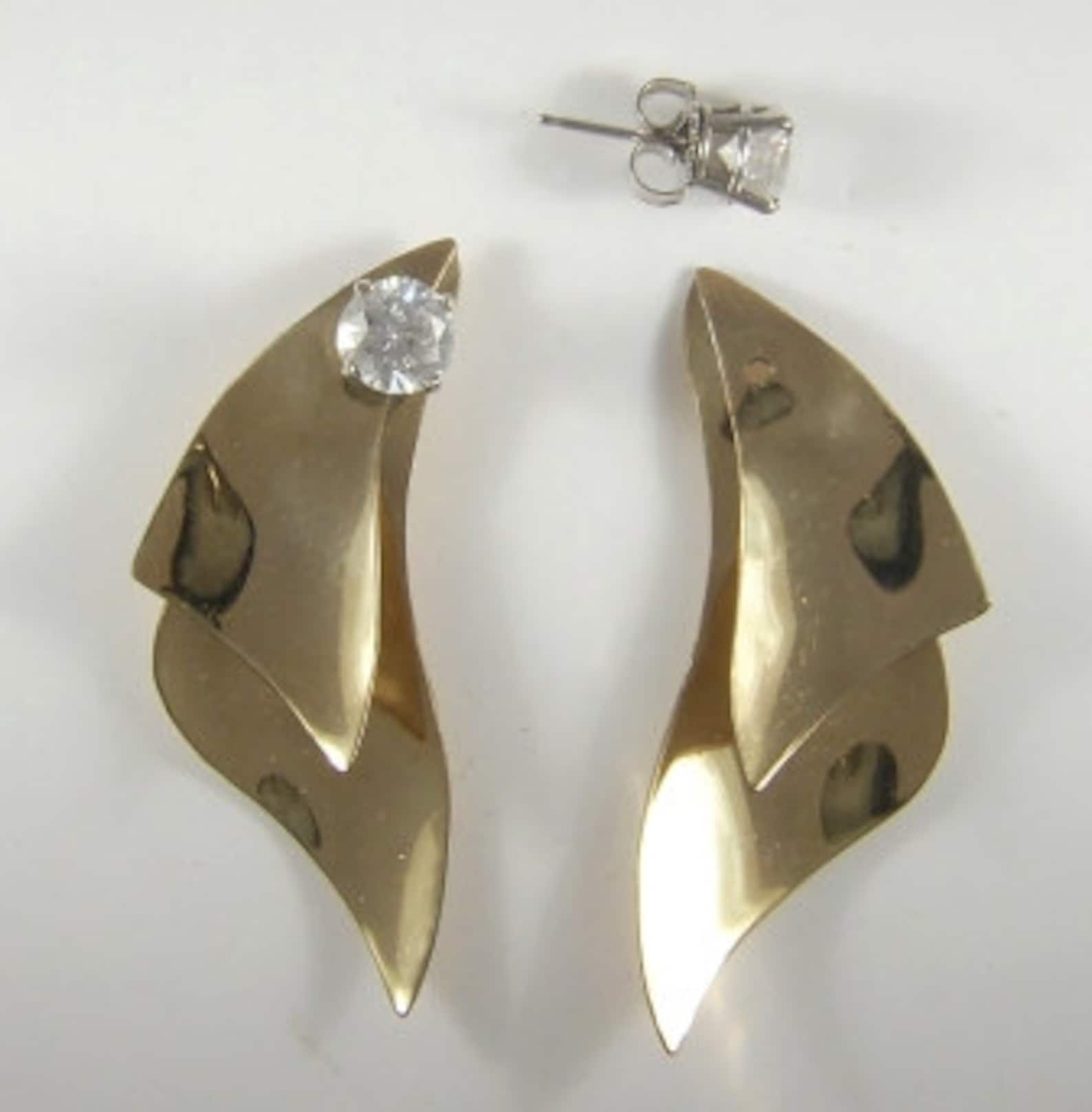 EARRING JACKETS for Studs, Gold Dangle Jacket, Diamond Jackets, Post ...