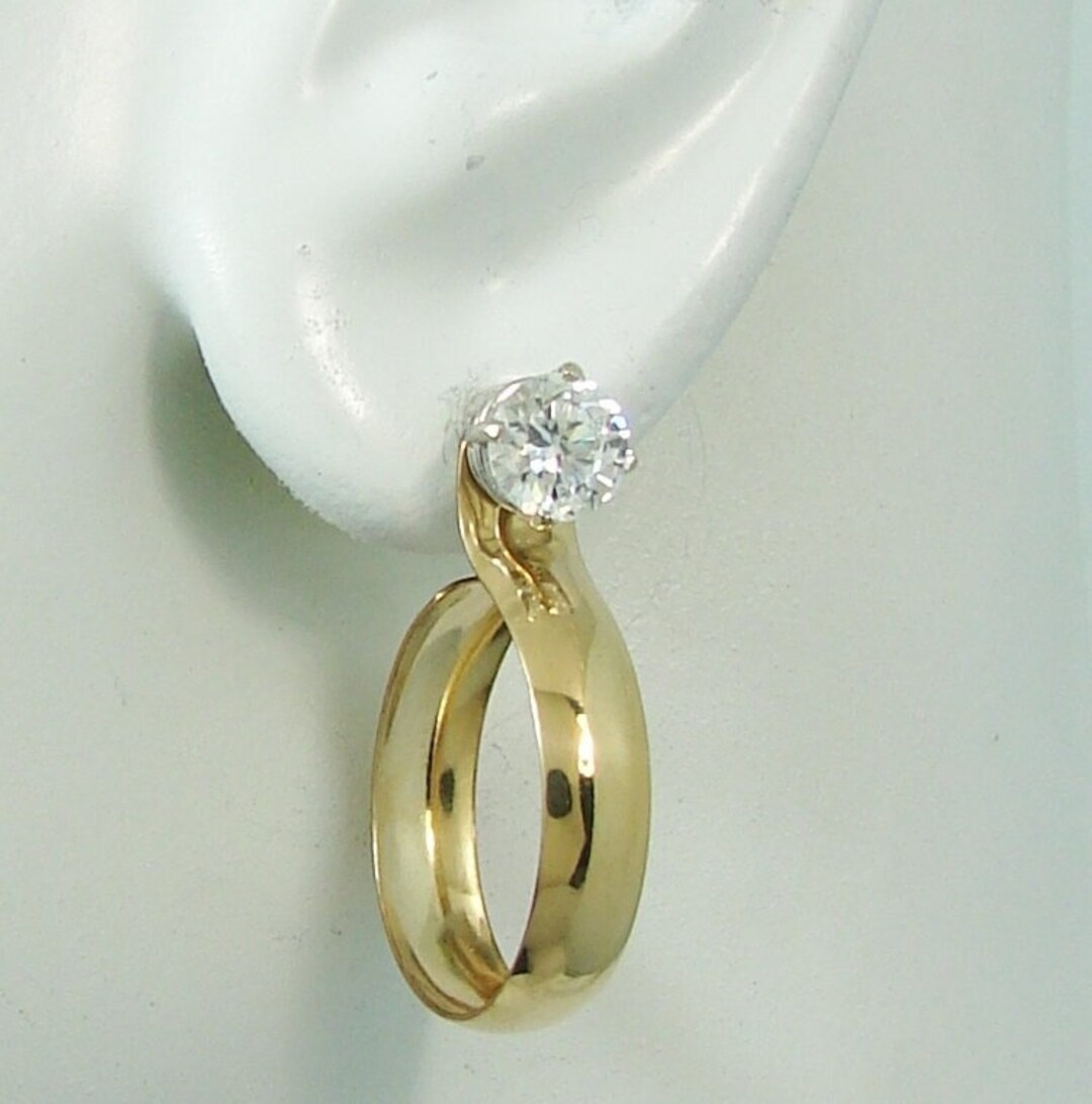 14K Gold Filled Earring Jackets, Dangle Hoop Enhancer for Studs, Medium ...