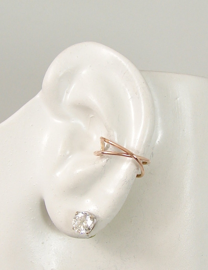 Pink Rose Gold Hoop Conch Earring Cross Wire Conch Piercing | Etsy