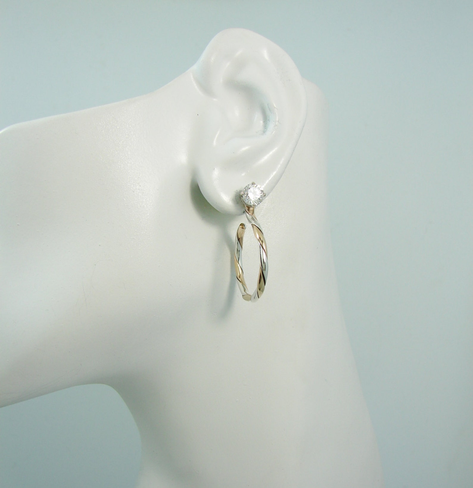Earring Jackets Two Tone Silver and Gold Hoop Ear Jackets - Etsy