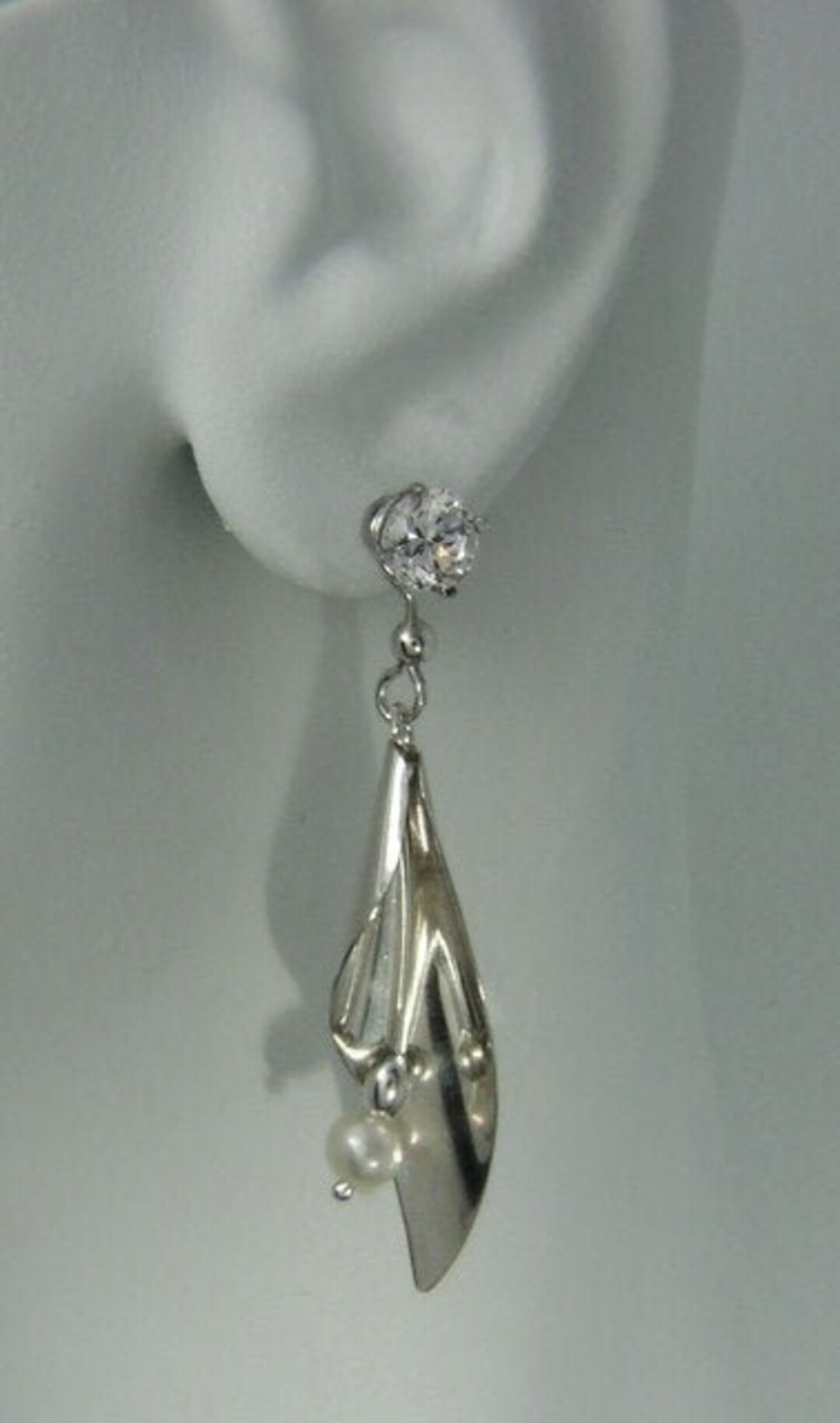 EARRING JACKETS for Studs Sterling Silver Dangling Calla Lily Pearl ...