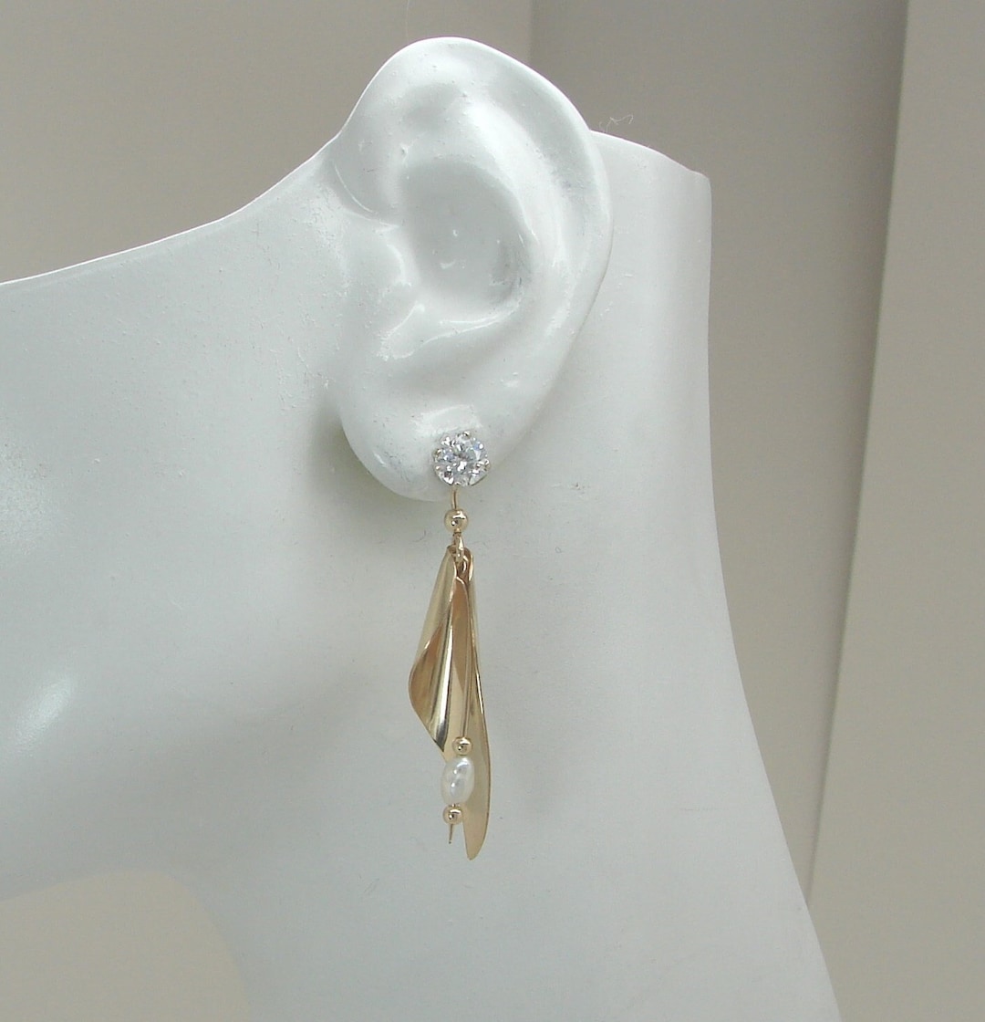 Earring Jackets for Studs,14k Gold Filled Dangle Calla Lily Earring ...