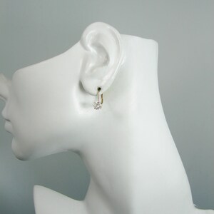 14K Solid Gold Fixed Round 6 Mm Lever Back Drop Earrings Cubic Zirconia ...