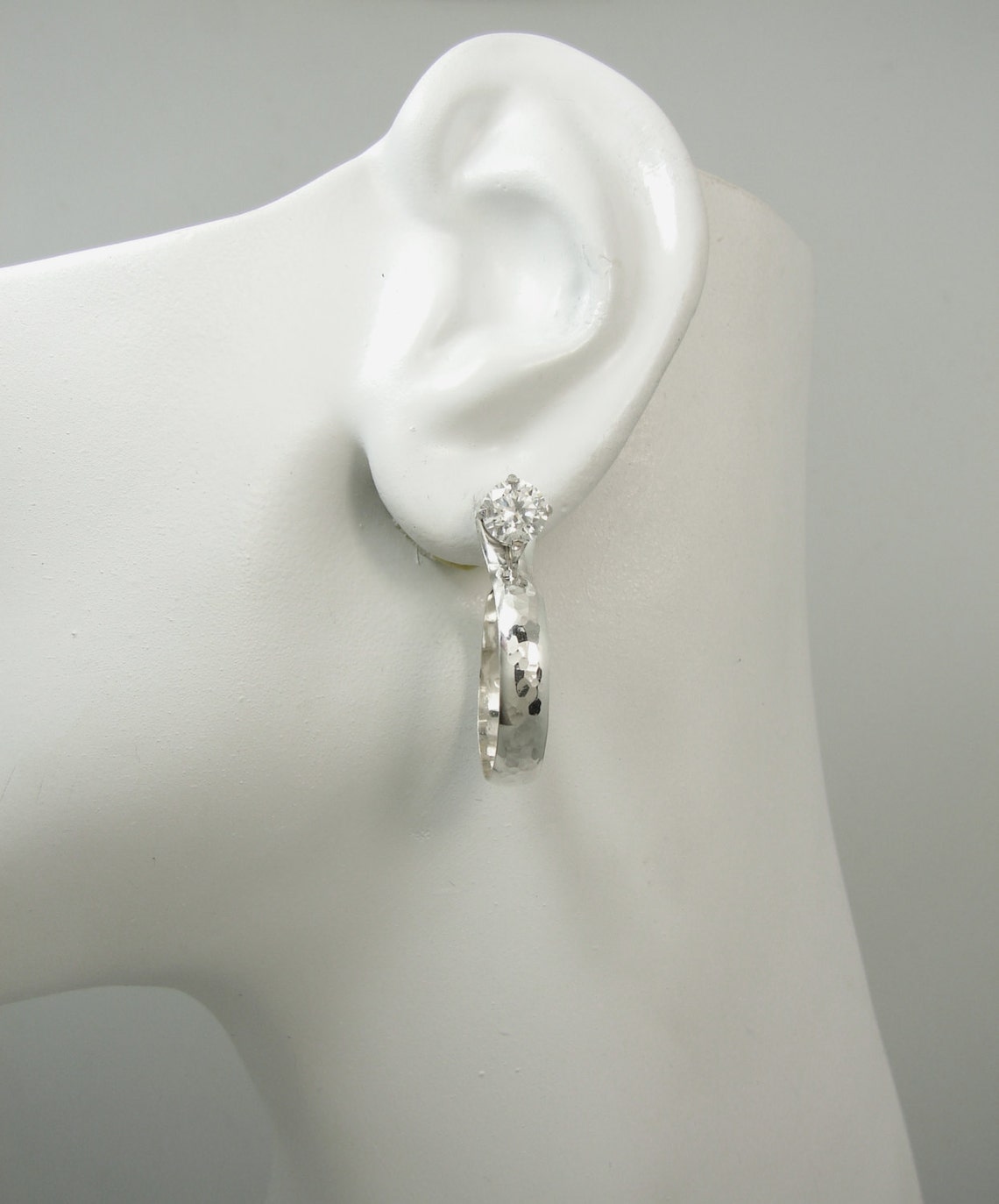 Earring JACKETS for Studs, Silver Hammered Domed, Diamond Jackets ...