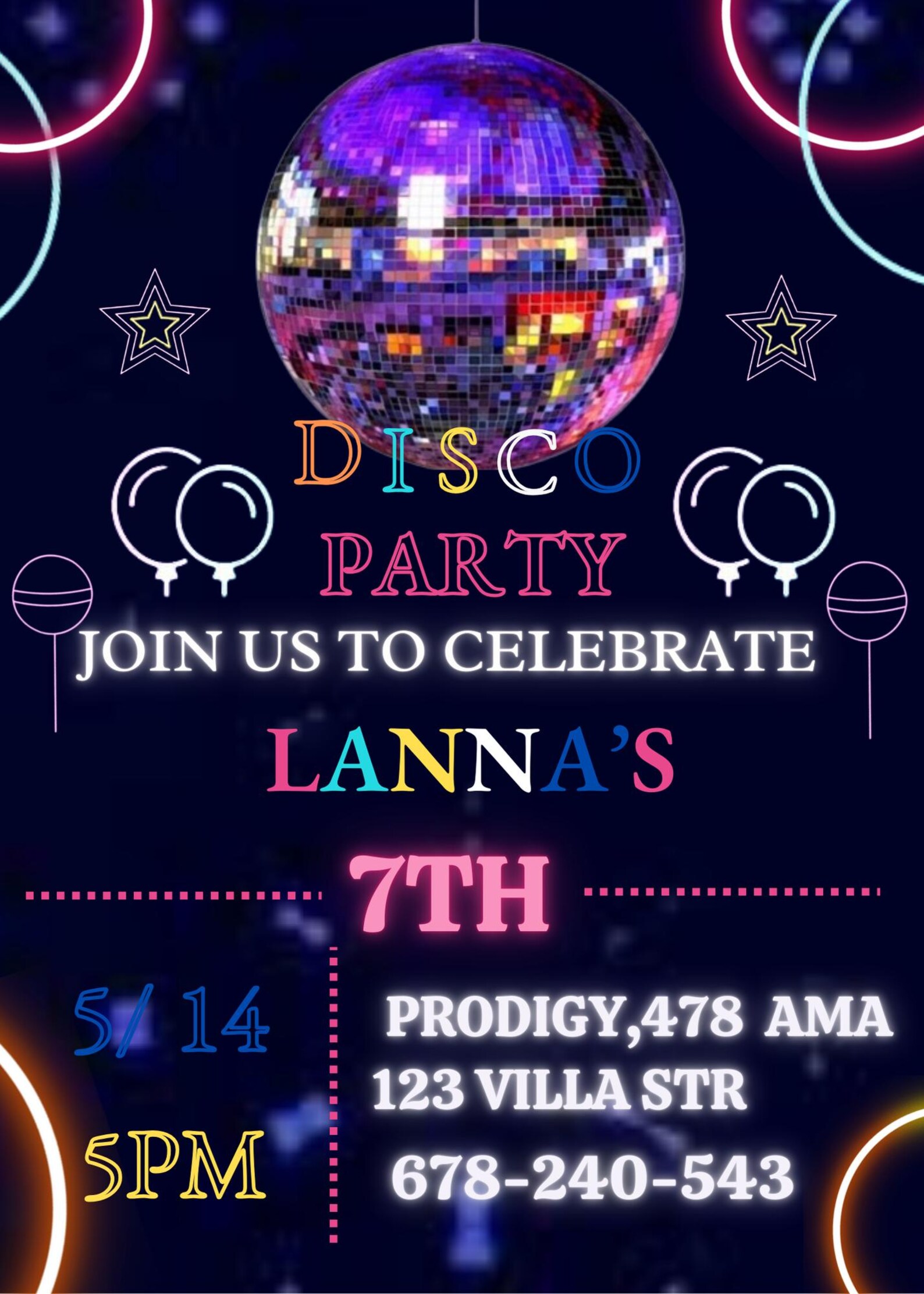 Disco Party Birthday Invitation Template| Disco Invitation| Dance Party ...