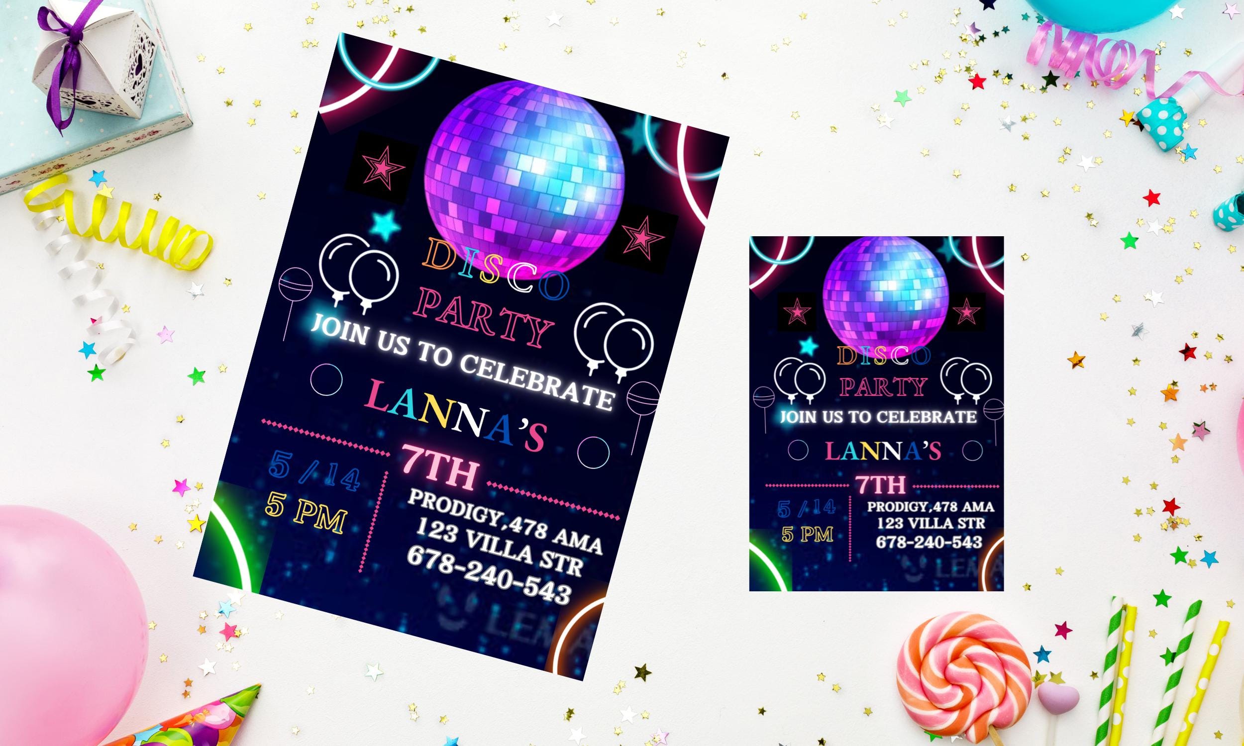 Disco Party Birthday Invitation Template| Disco Invitation| Dance Party ...