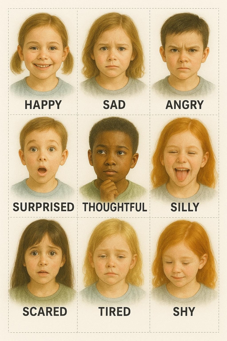 Watercolor Toddler Emotion Flashcards – Digital Download (18 Emotions ...