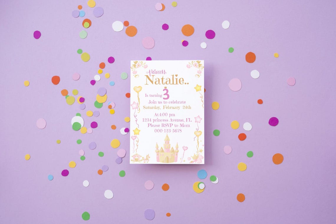 Princess Third Birthday Invitation (digital Product) - Etsy