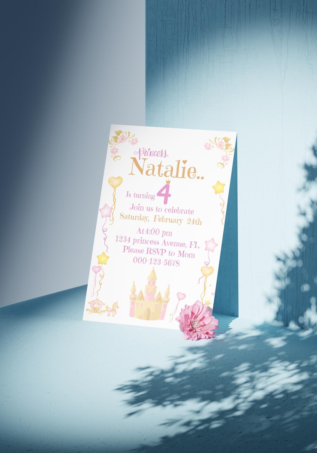 Princess Fourth Birthday Invitation (digital Product) - Etsy