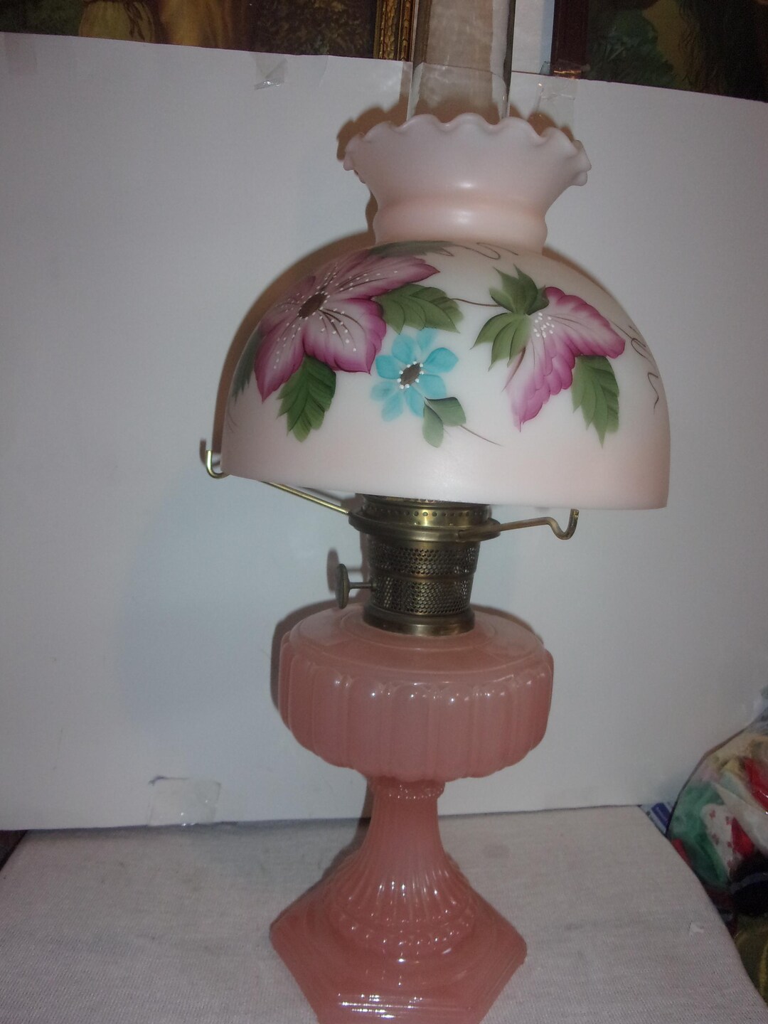 Antique Aladdin Rare Pink Oil Lamp Beautiful Shade - Etsy