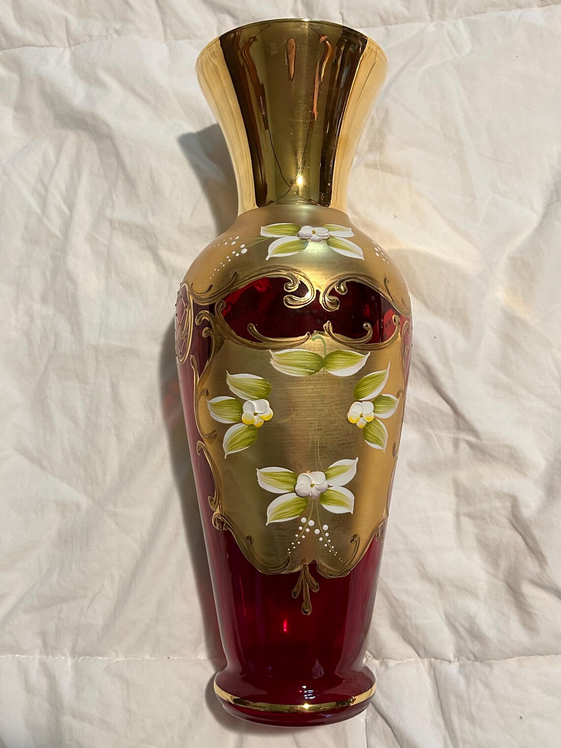 Murano Italian Glass Vase in 24k Gold - Etsy