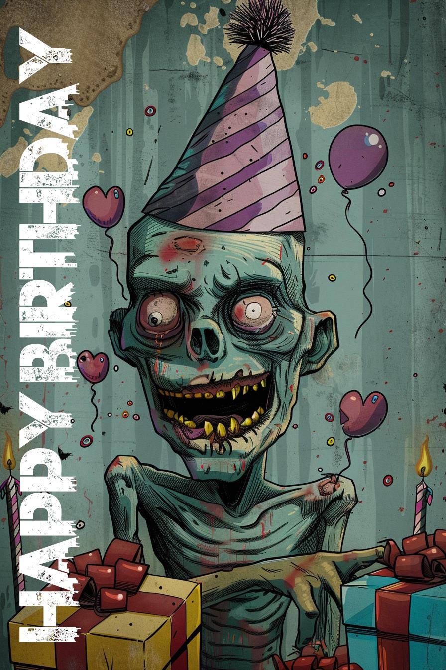Printable Zombie Birthday Card for Him, Happy Birthday, Zombie, PDF ...