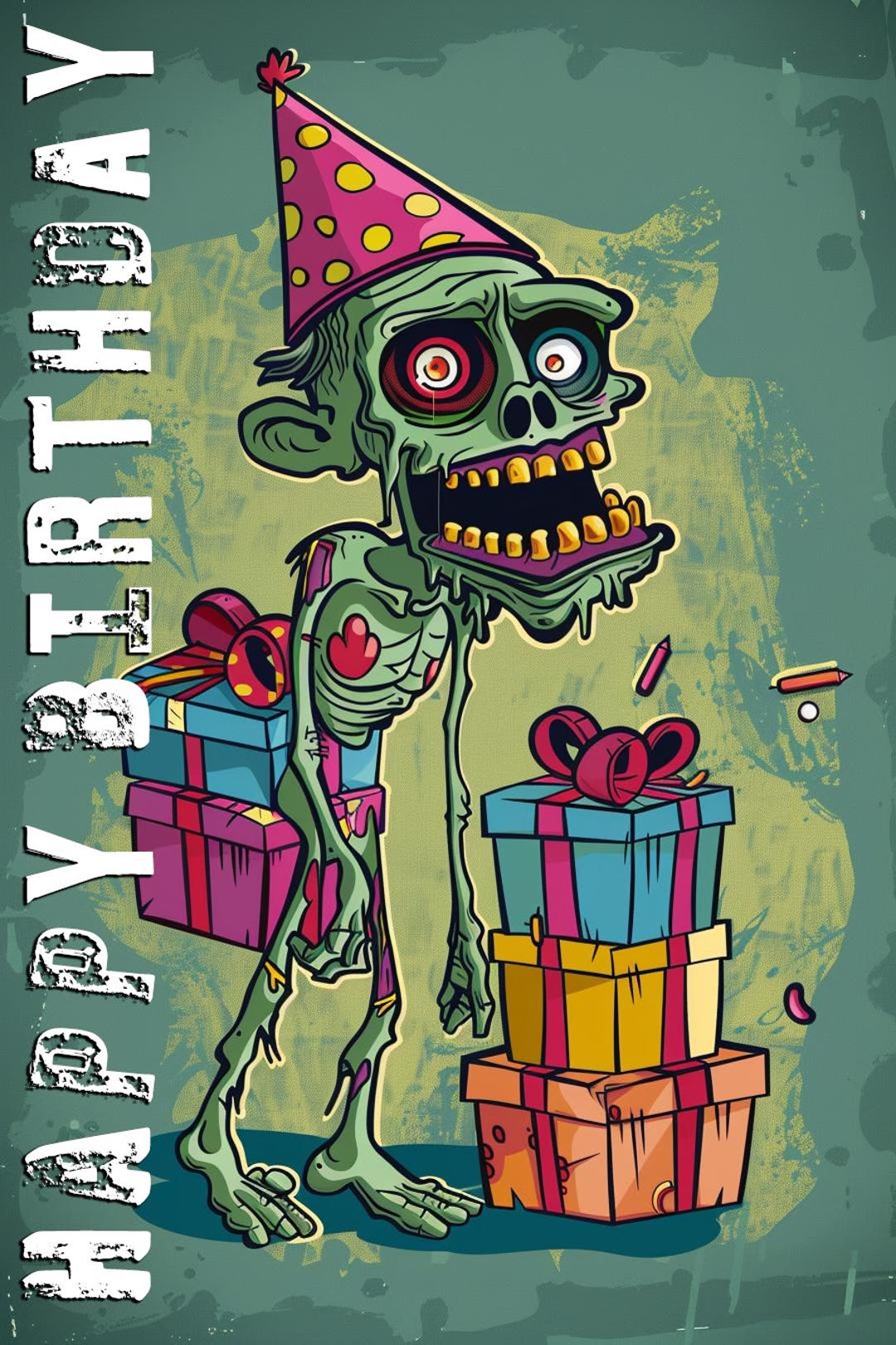 Printable Zombie Birthday Card for Him, Happy Birthday, Zombie, PDF ...