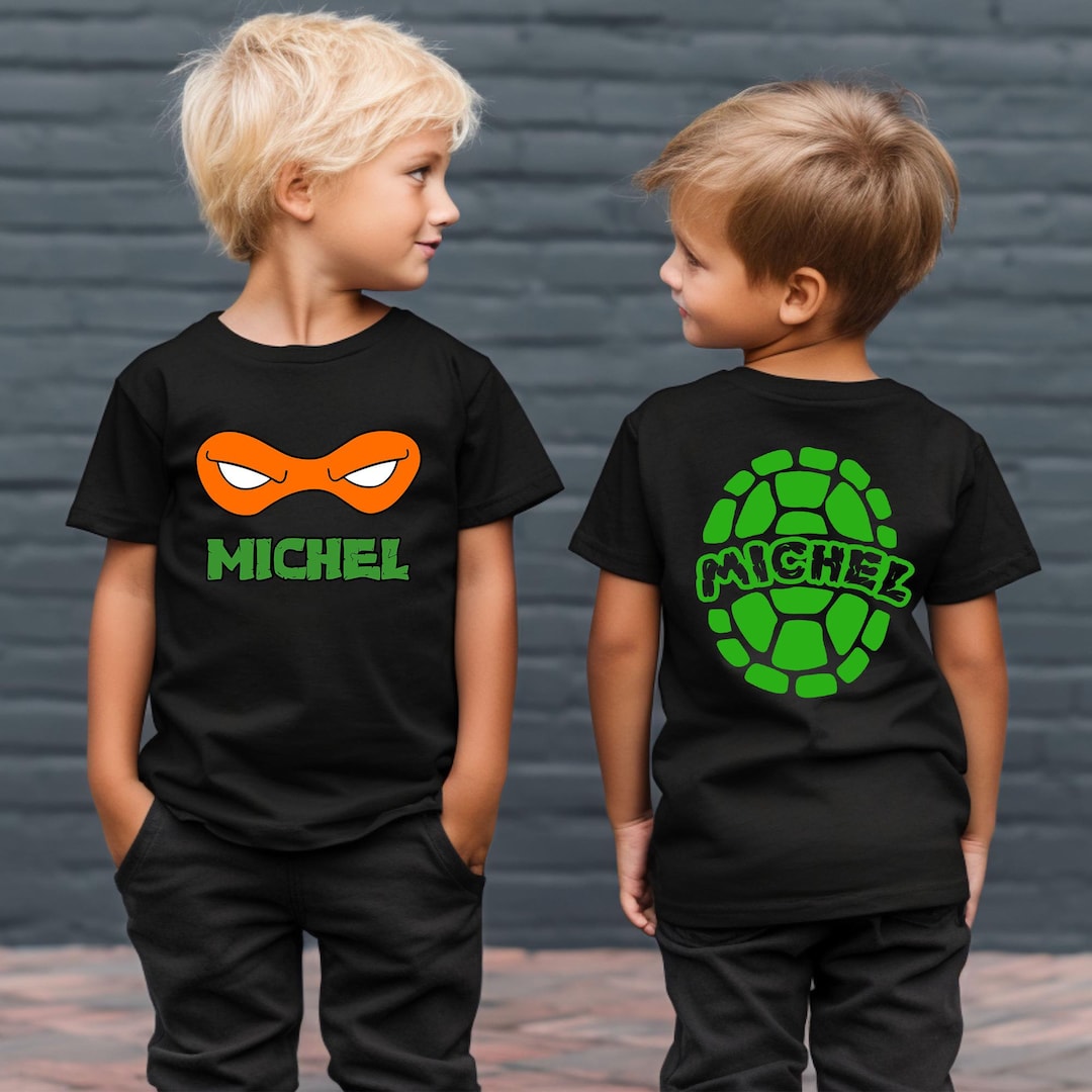 Personalized Turtles Name Shirt, Two Sided Turtle Party Shirt, Birthday ...