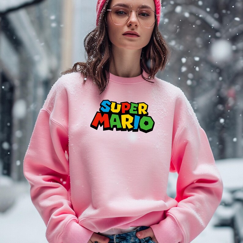 Super Mario Sweatshirt, Mario Graphic Crewneck, Super Mario Hoodie ...