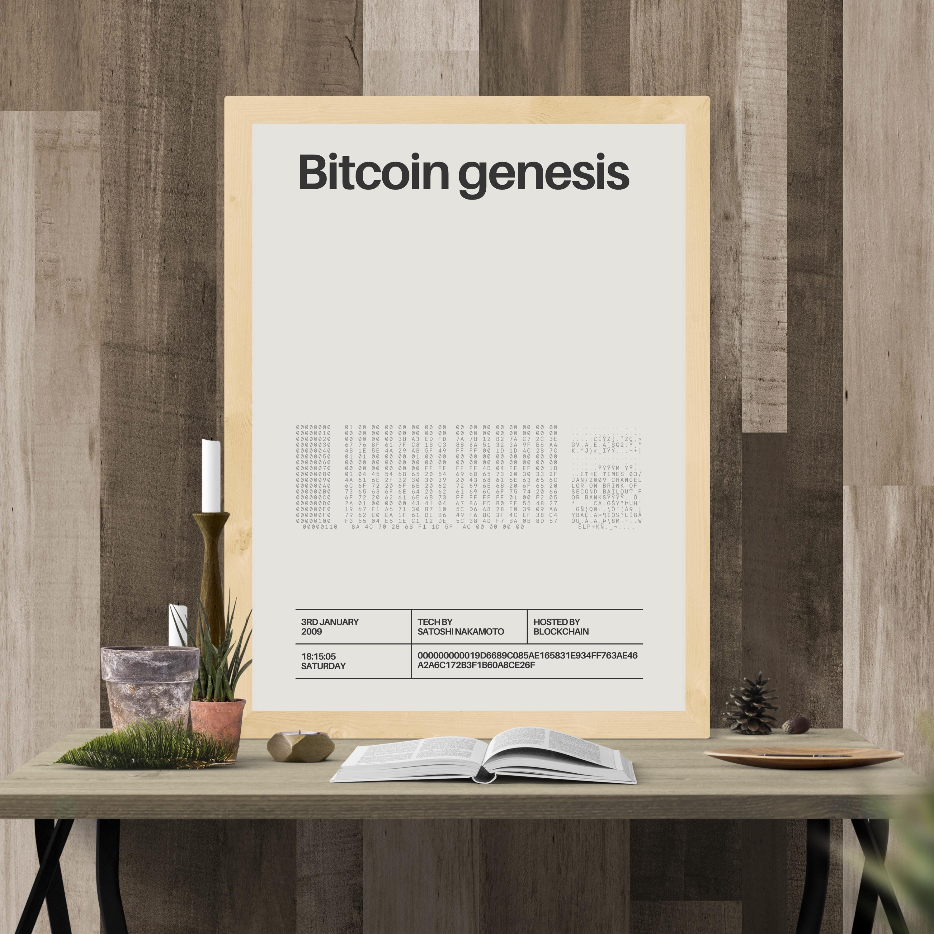 Bitcoin Genesis Poster Home Office Blockchain Developer Crypto History ...