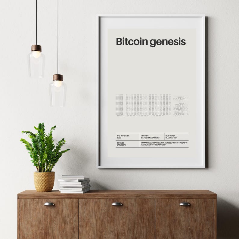 Bitcoin Genesis Poster Home Office Blockchain Developer Crypto History ...