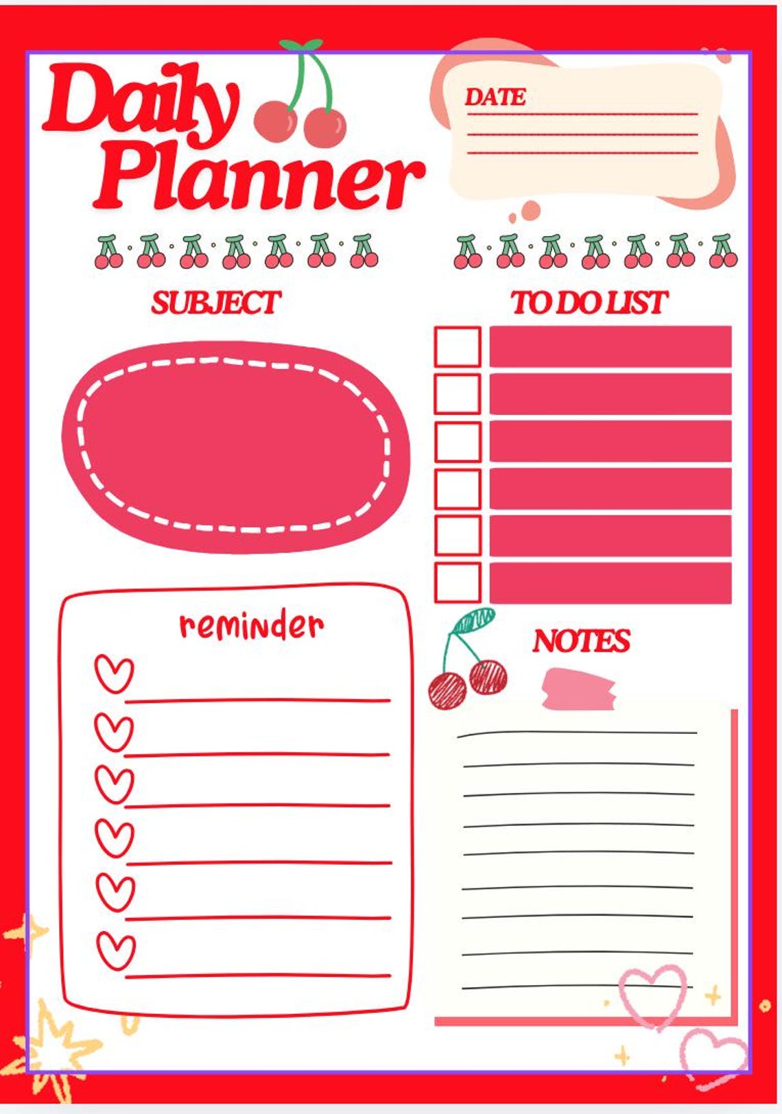 Printable Daily Planner Cherries - Etsy