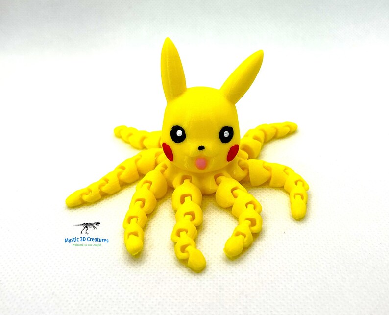 Articulated 3D Printed Octopus Pikachu Pokemon Figure Custom Desk Decor ...