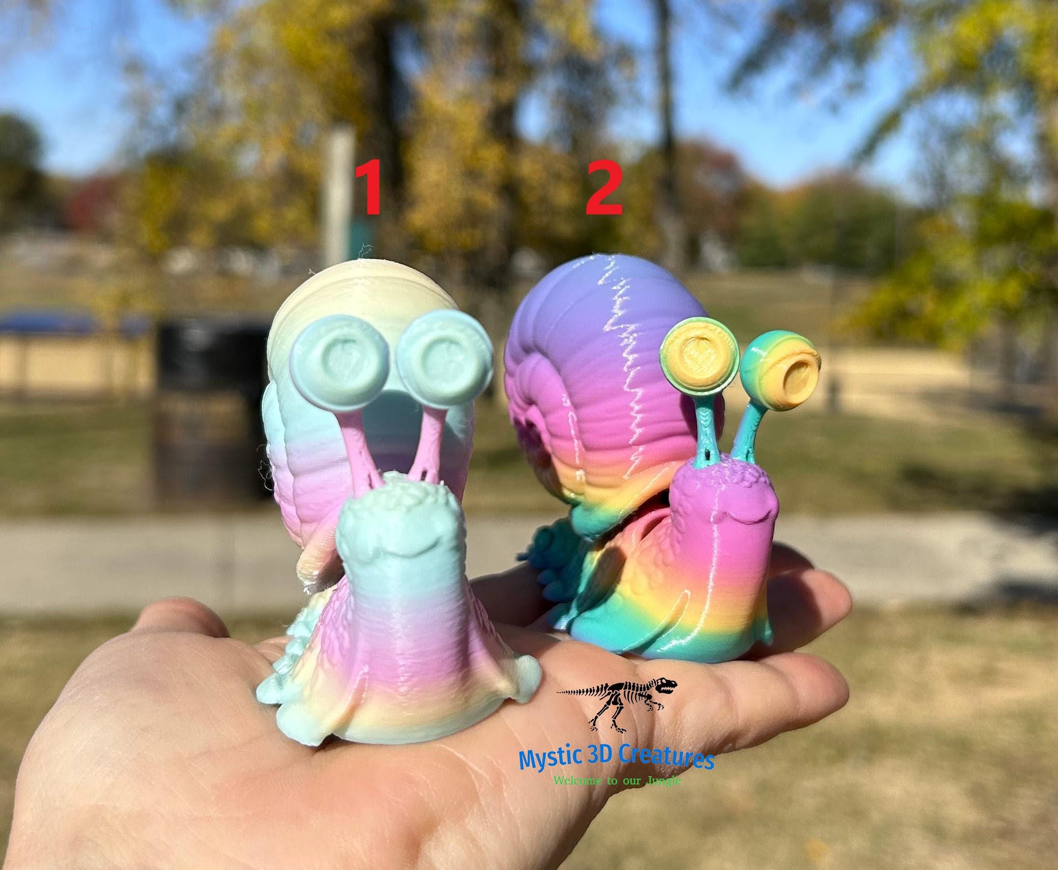 Articulating 3D Printed Rainbow Snail Fidget Anxiety Toy Ornament ...