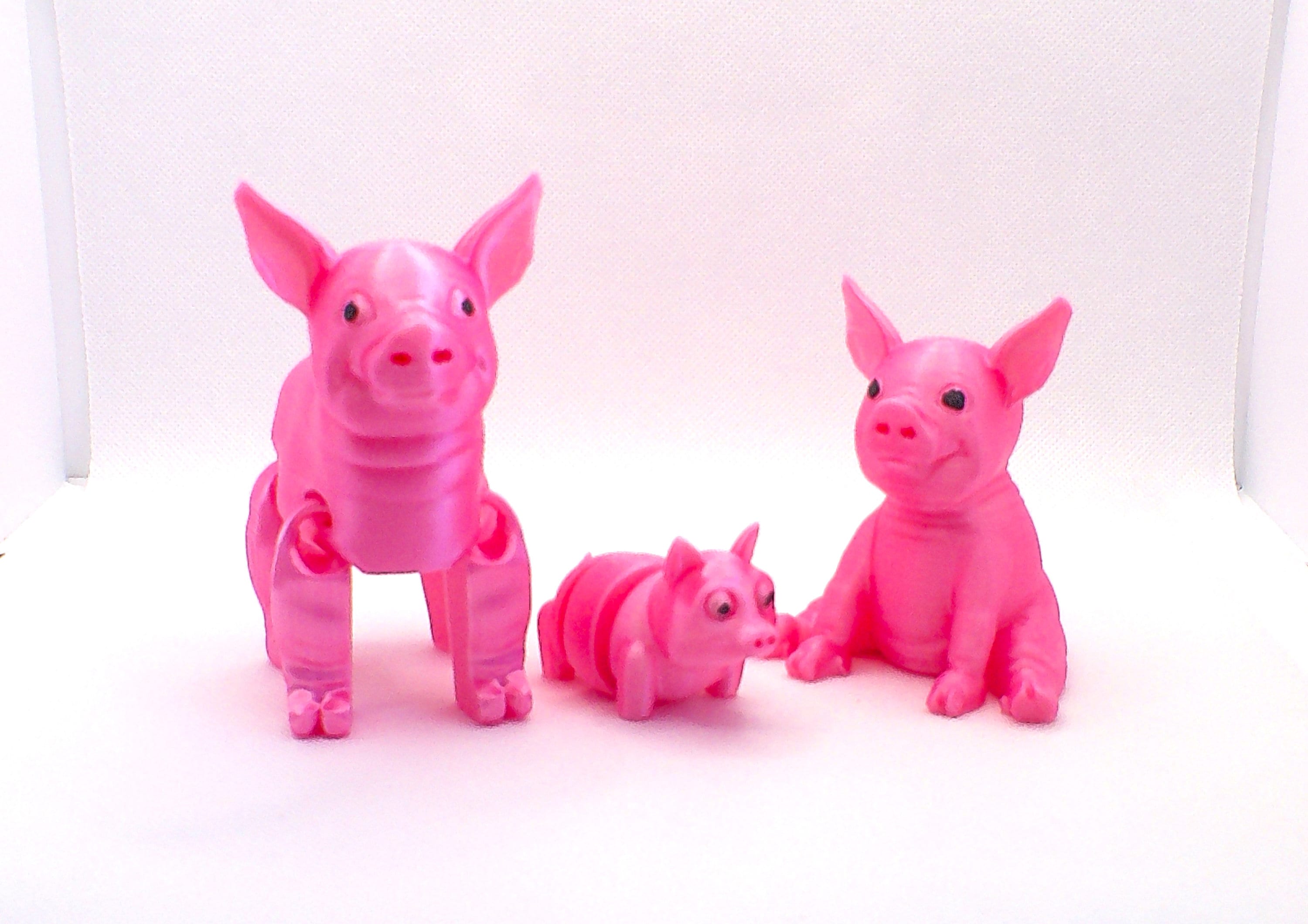 Articulated 3D Printed Farm Pig Family High Quality Hog Fidget Anxiety ...