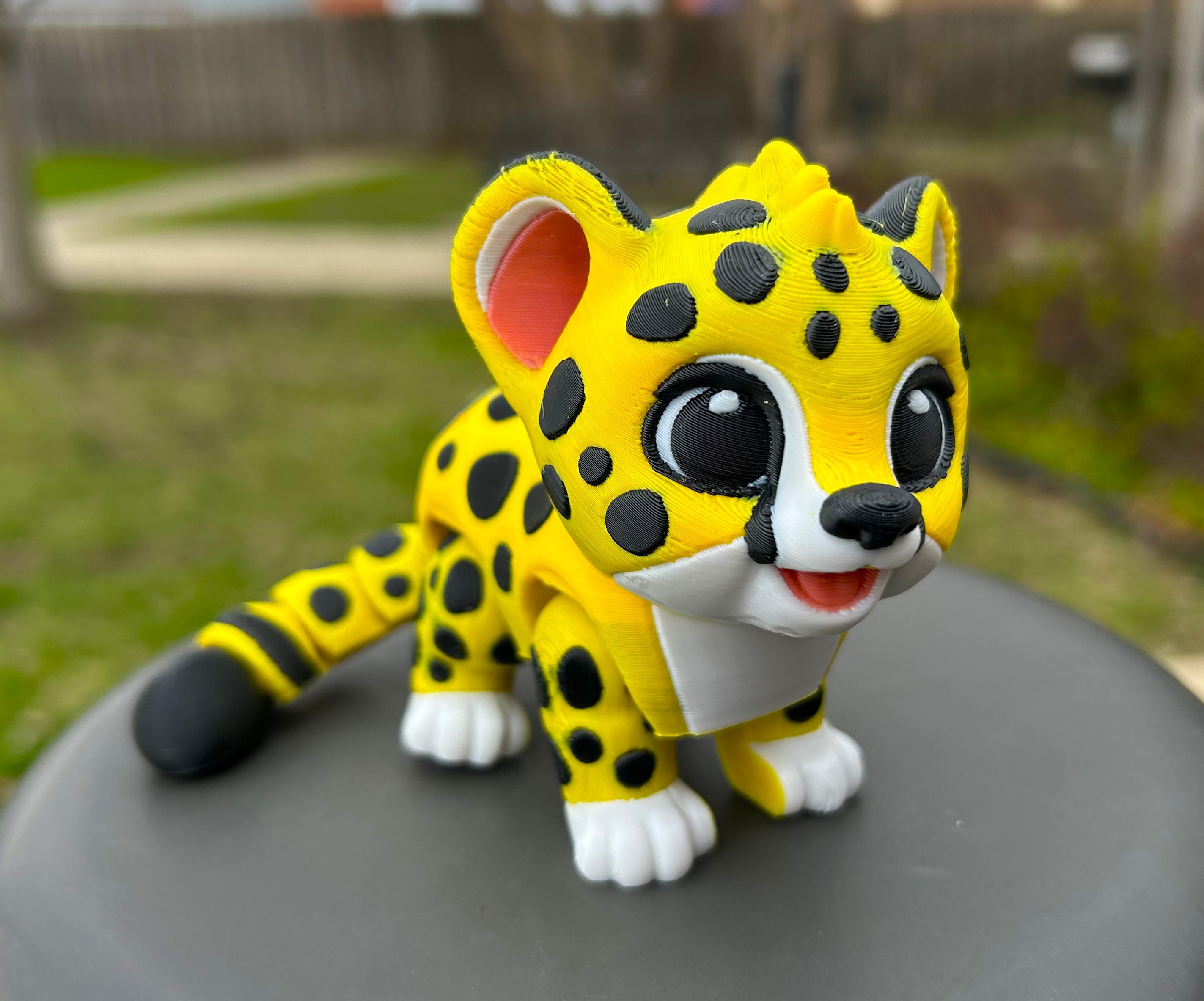 Articulating 3D Printed Baby Cheetah Fidget Anxiety Toy Ornament ...