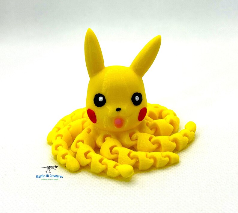 Articulated 3D Printed Octopus Pikachu Pokemon Figure Custom Desk Decor ...