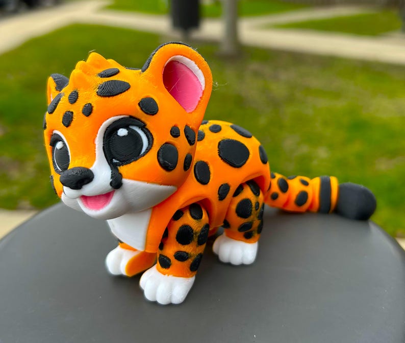 Articulating 3D Printed Baby Cheetah Fidget Anxiety Toy Ornament ...