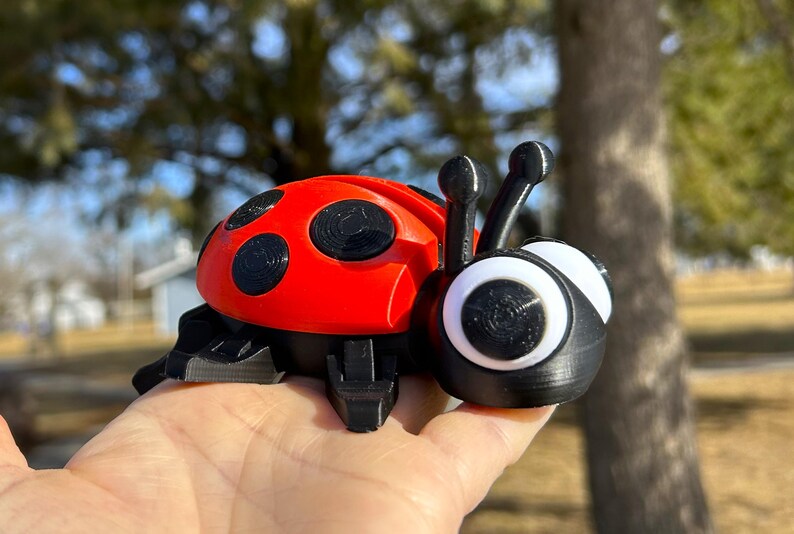 Articulated 3D Printed Ladybug Figure Red Insect Custom Desk Decor Gift ...
